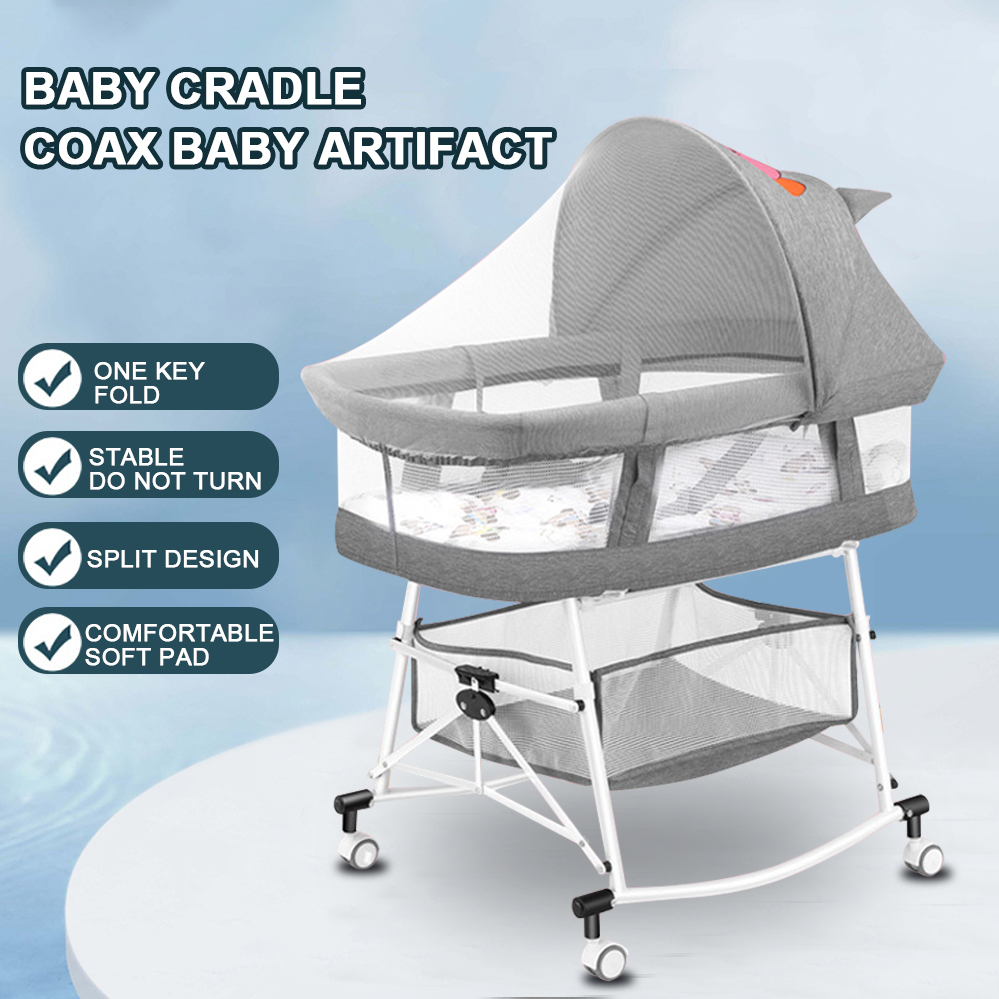 3 in 1 Baby Crib Portable Cradle Cart Rocker Bed Newborn Sleeping ...