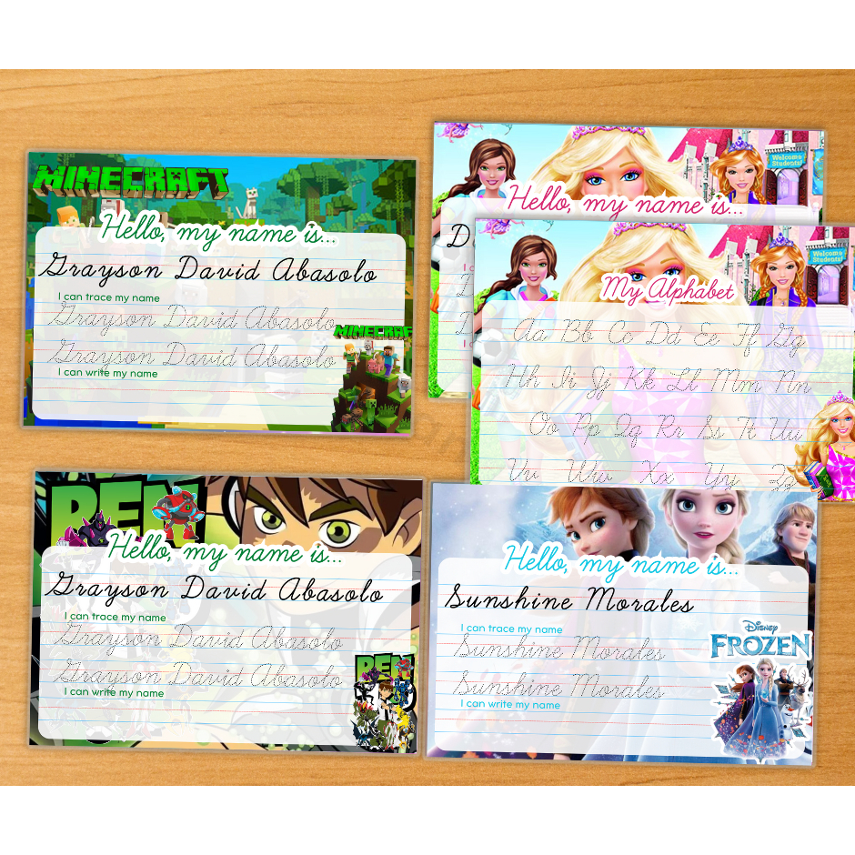 Laminated Cursive Name Tracing Sheet Vibrant Colors Write and Erase ...