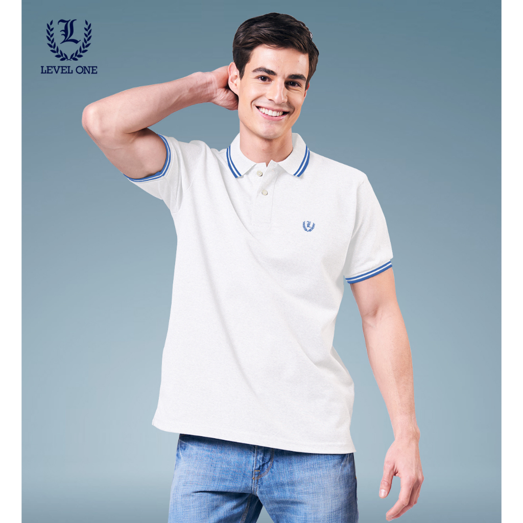 Level One Men's Twin Stripes Same Color Polo Shirt w/ "L" Crest ...