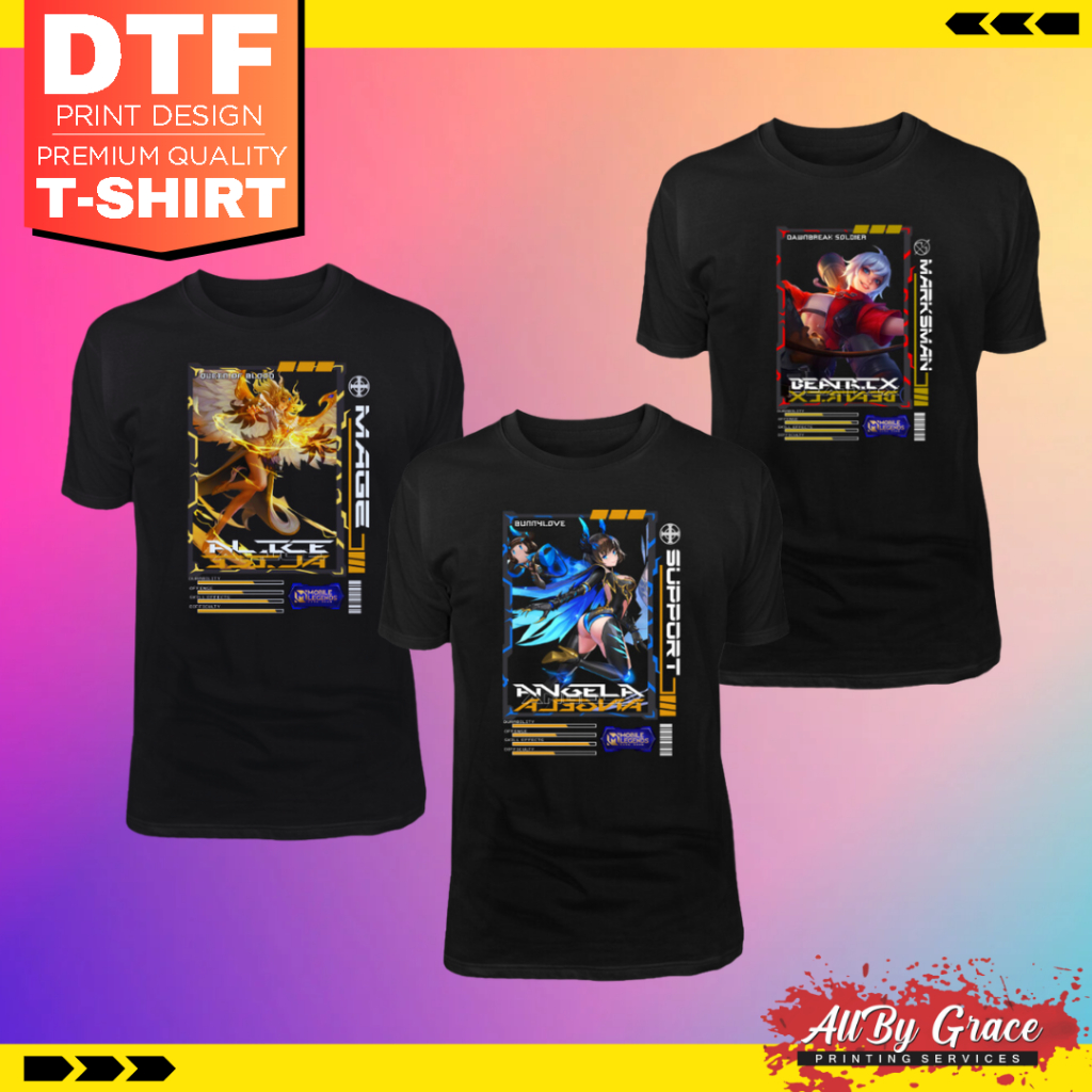 Mobile Legends Design Black T-Shirt DTF print | Shopee Malaysia