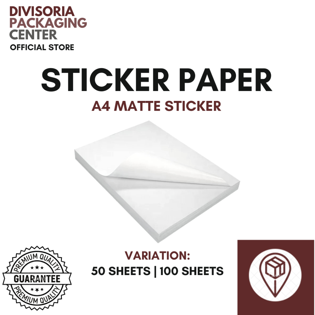 Sticker Paper (Matte) A4 Size 50 sheets | 100 sheets (70gsm) | Shopee ...