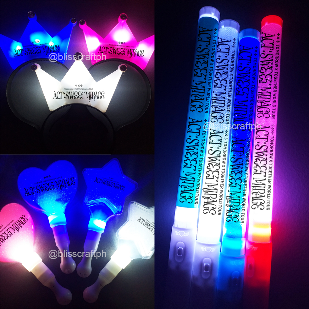 TXT ACT:SWEET MIRAGE Light Stick Penlight LED Crown Headband Heart Star ...
