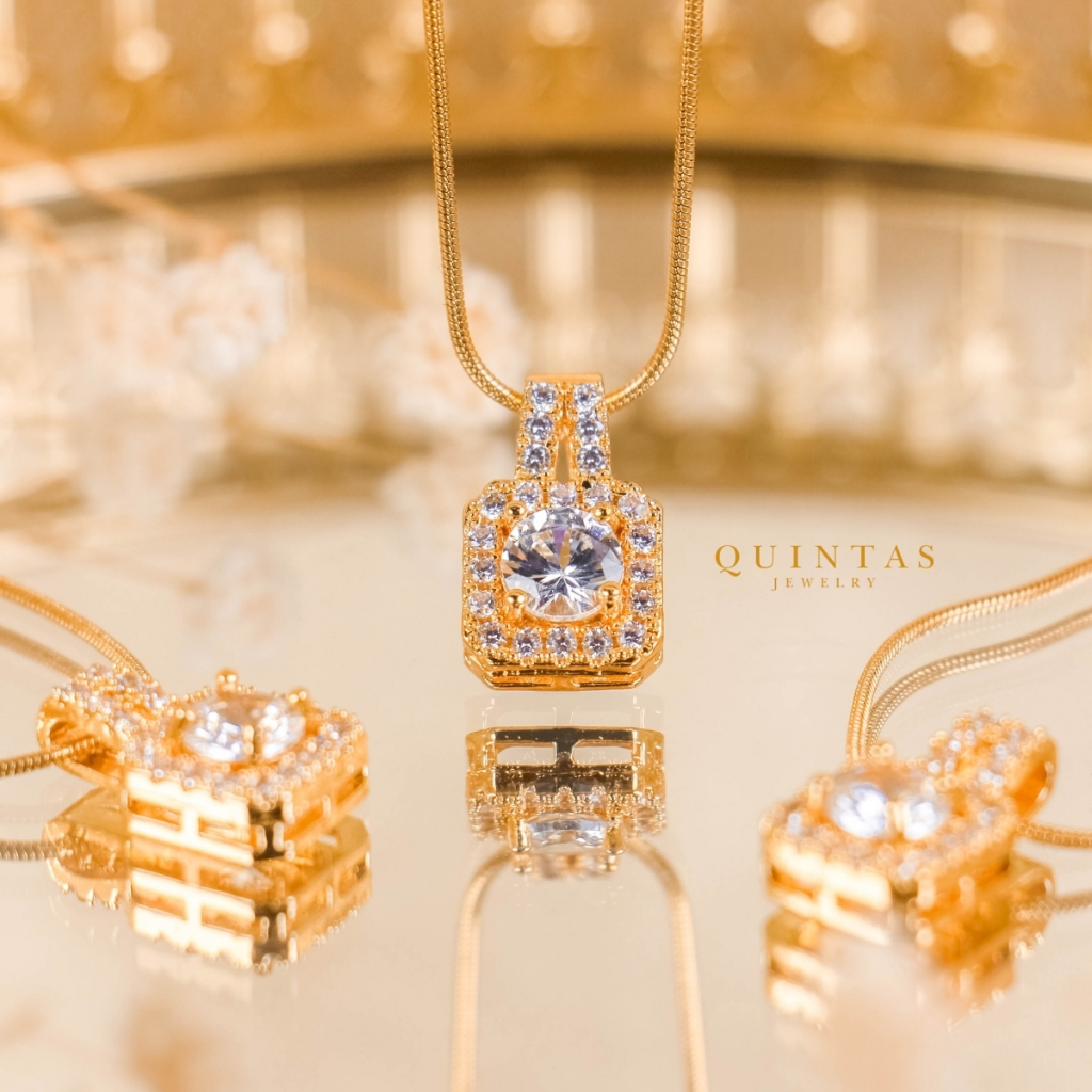 QUINTAS TM Diana Diamond Necklace (With FREE Jewelry Gift Box) | Shopee ...
