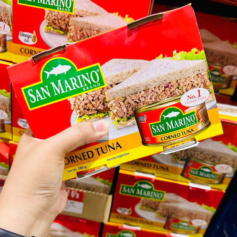 6pcs San Marino Corned Tuna 180g, Canned Corned beef, Tuna Flakes, Easy Open Canned Food ...