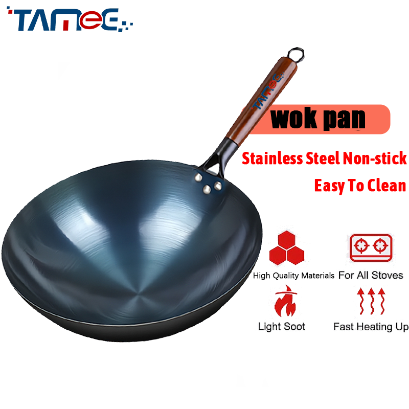 Tamee Kawali Wok Pan Non Stick Heavy Duty Carbon Steel 32/34/36cm | Shopee Malaysia