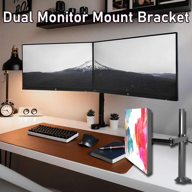 Monitor Mount Bracket Adjustable Dual Arm ergonomics PC Desk Arm ...