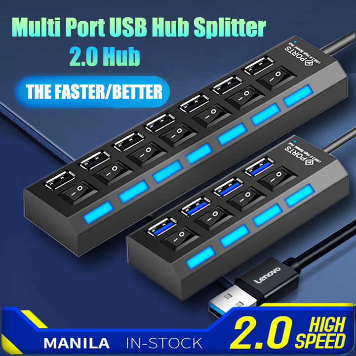 Multi Port USB Hub Splitter 7-Port USB 2.0 Hub for Laptop, USB Port ...