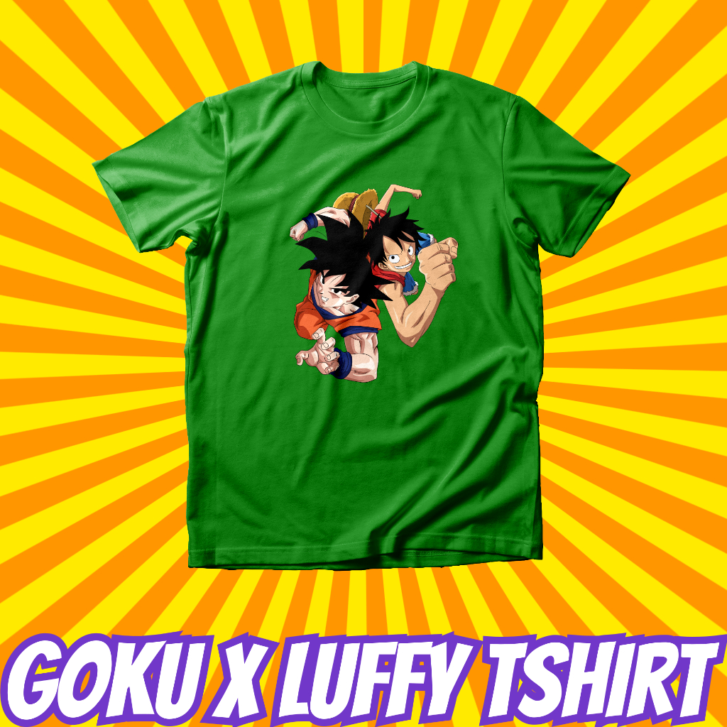 Zyrix Custom Prints Goku x Luffy Tshirt | Shopee Malaysia