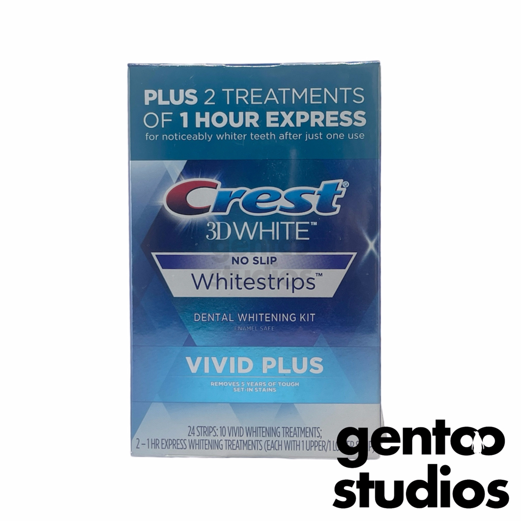 CREST 3D White No Slip Whitestrips Dental Whitening Kit Vivid Plus Plus ...