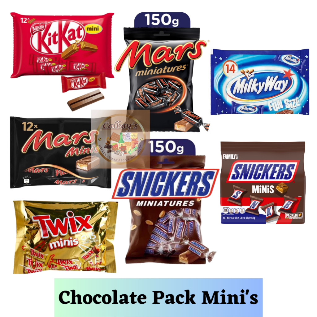 CHOCOLATE PACK MINIS ( KITKAT,MILKYWAY,MARS, SNICKERS, TWIX, BOUNTY ...