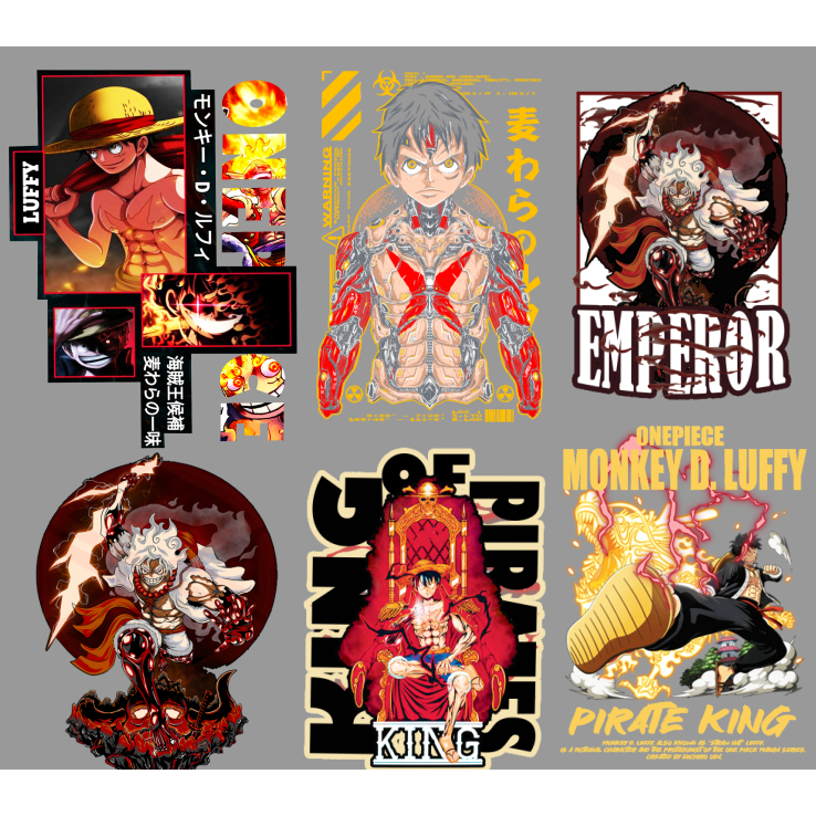 DTF IRON ON - ANIME - ONE PIECE LUFFY vol.3 Designs A4, A3, A3+ Print ...