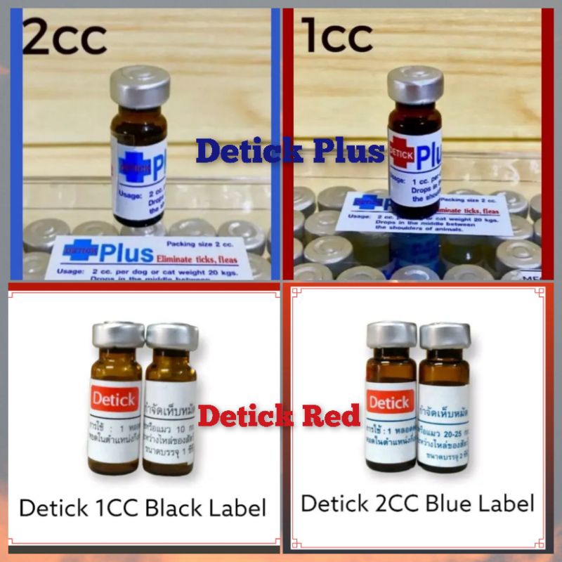 DeTick Plus And Detick Red Anti-Tick & Flea Spot-On Solution For Dogs And Cats (1cc & 2cc ...