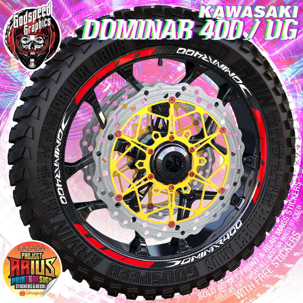 Mags Sticker for Kawasaki Dominar 400 (Set: Harap at Likod 4 Sides ...