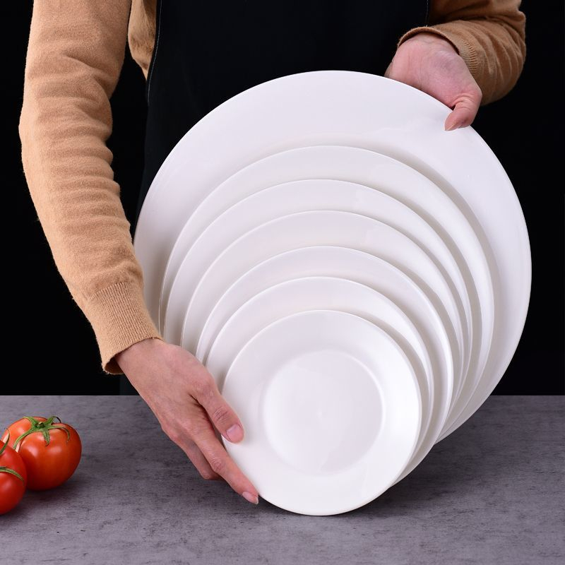 6/7/8/10-inch white ceramics bone disk restaurant house dishes flat ...