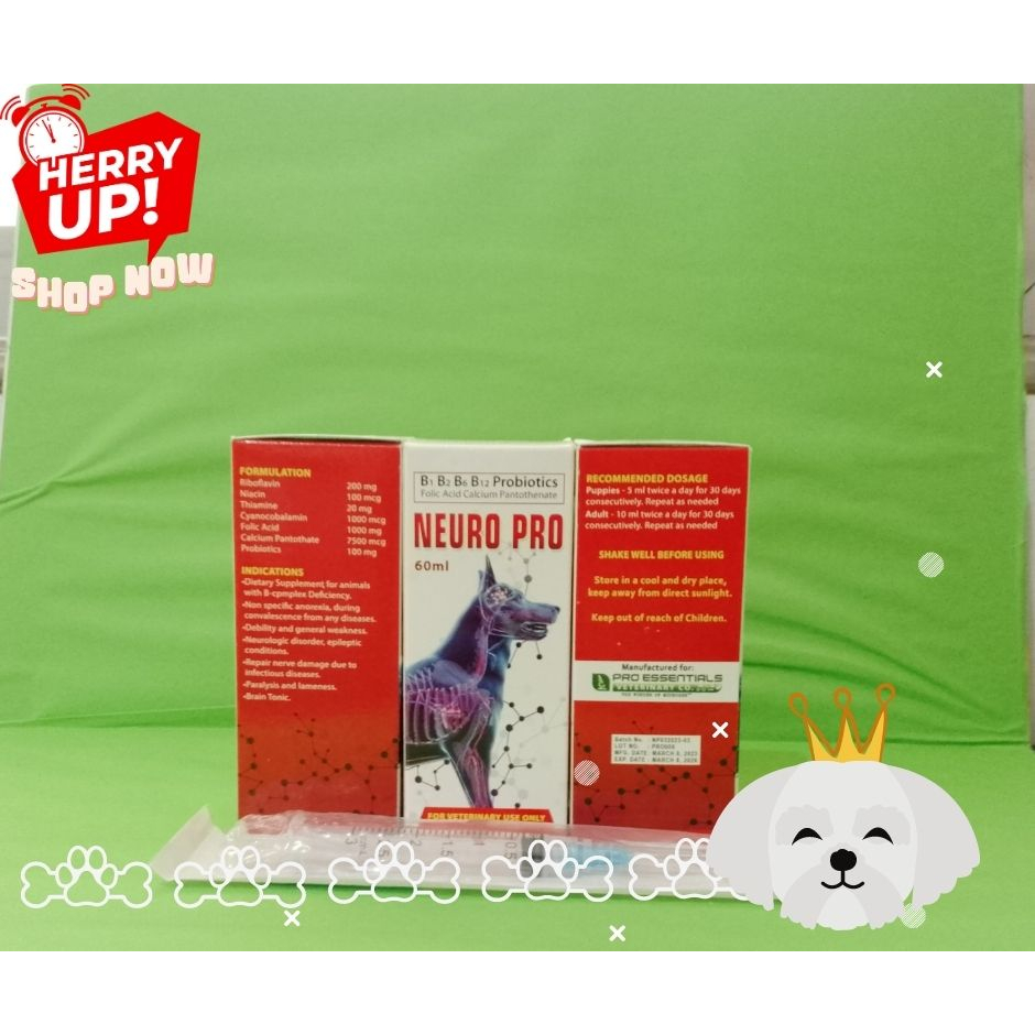 Neuro Pro 60ml Folic Acid Calcium Pantothenate for Dogs with Free ...