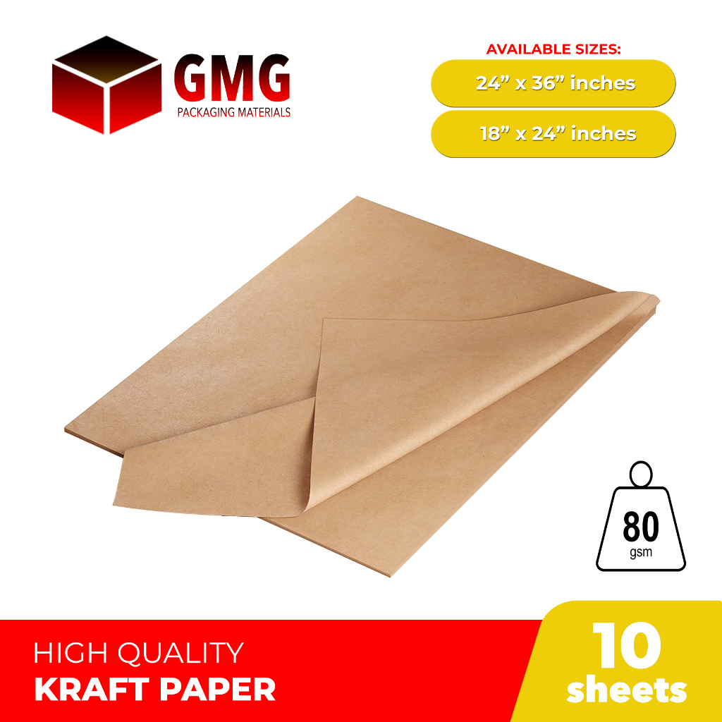 [10 sheets] GMG Printable Brown Kraft Wrapping Paper 80gsm | Shopee ...