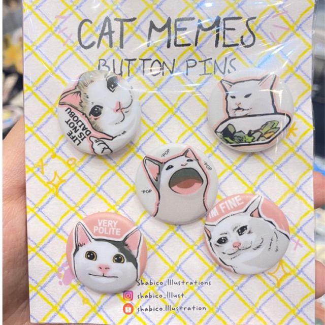 Cat and Dog Memes Small Button Pin Set | Shopee Malaysia