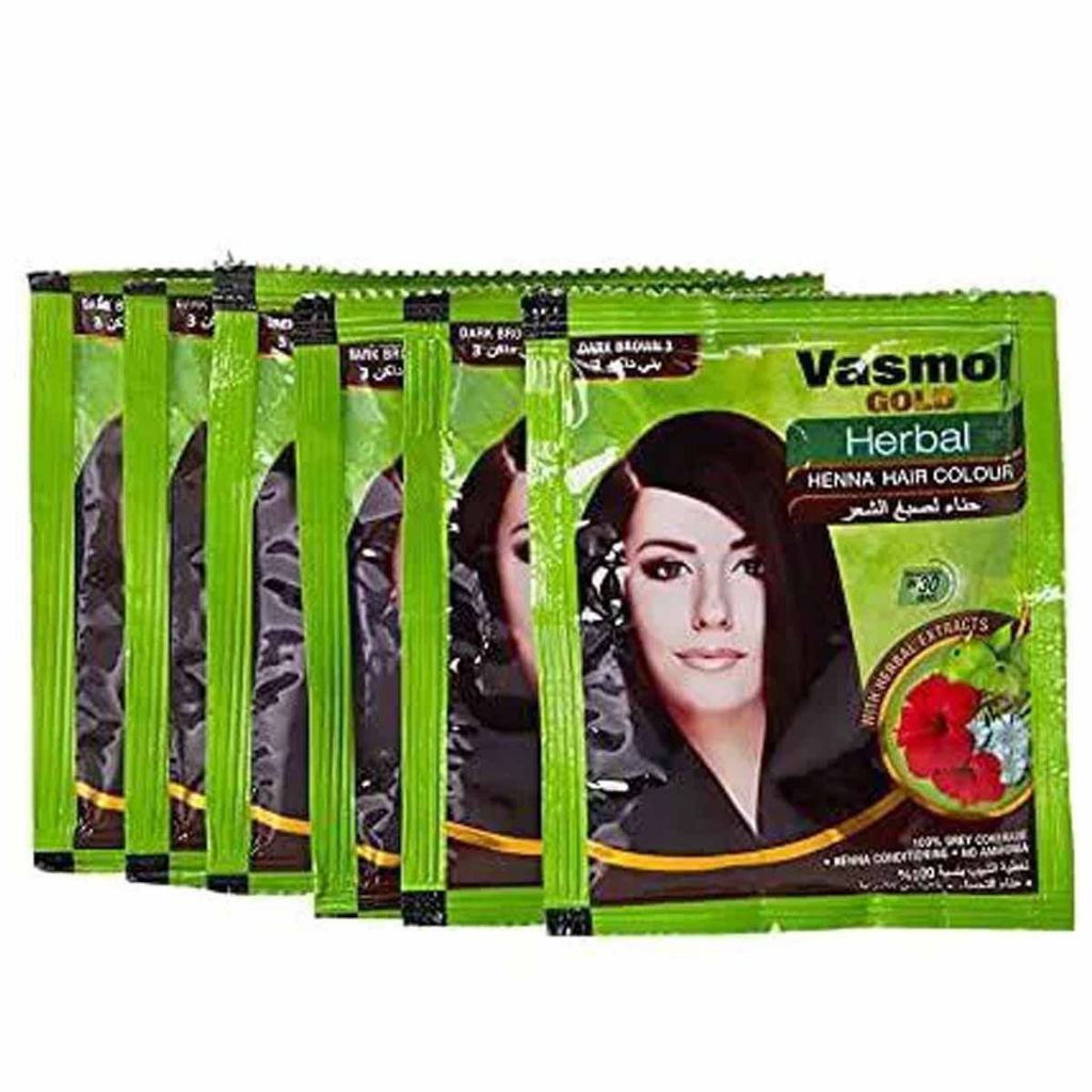Vasmol Gold Henna Hair Dye, 03 Dark Brown,/burgundy/per sachet | Shopee ...