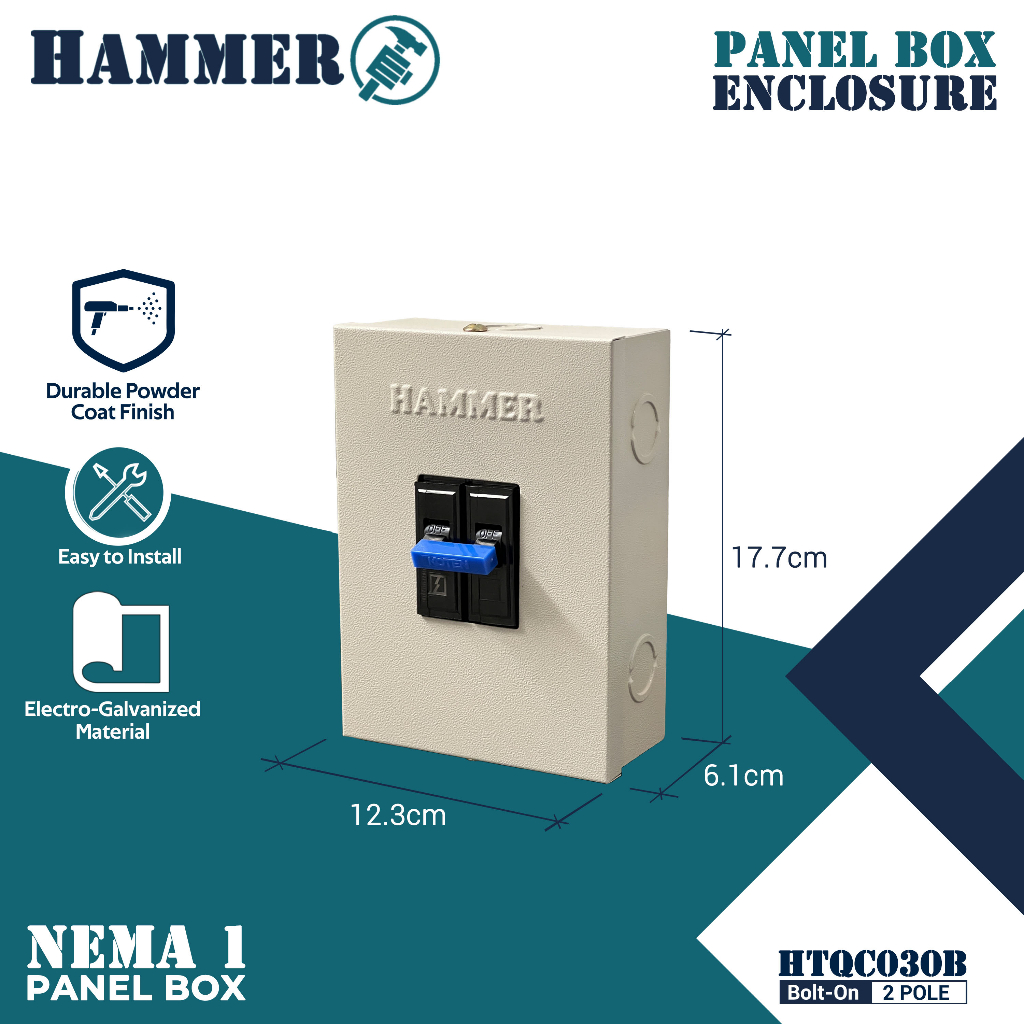 HAMMER NEMA1 PANEL BOX Electrical Enclosure for Circuit Breaker 2-Pole Bolt-On/ Plug-In | Shopee ...