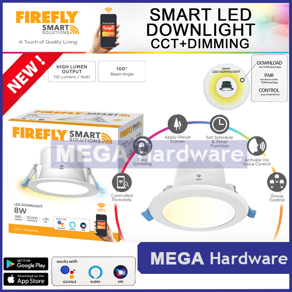 Firefly Smart Solutions Wifi Smart LED Downlight CCT + Dimming | Shopee ...