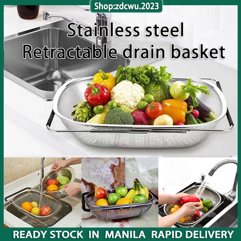 kitchen dish basket adjustable drainer Basket with drainer strainer ...