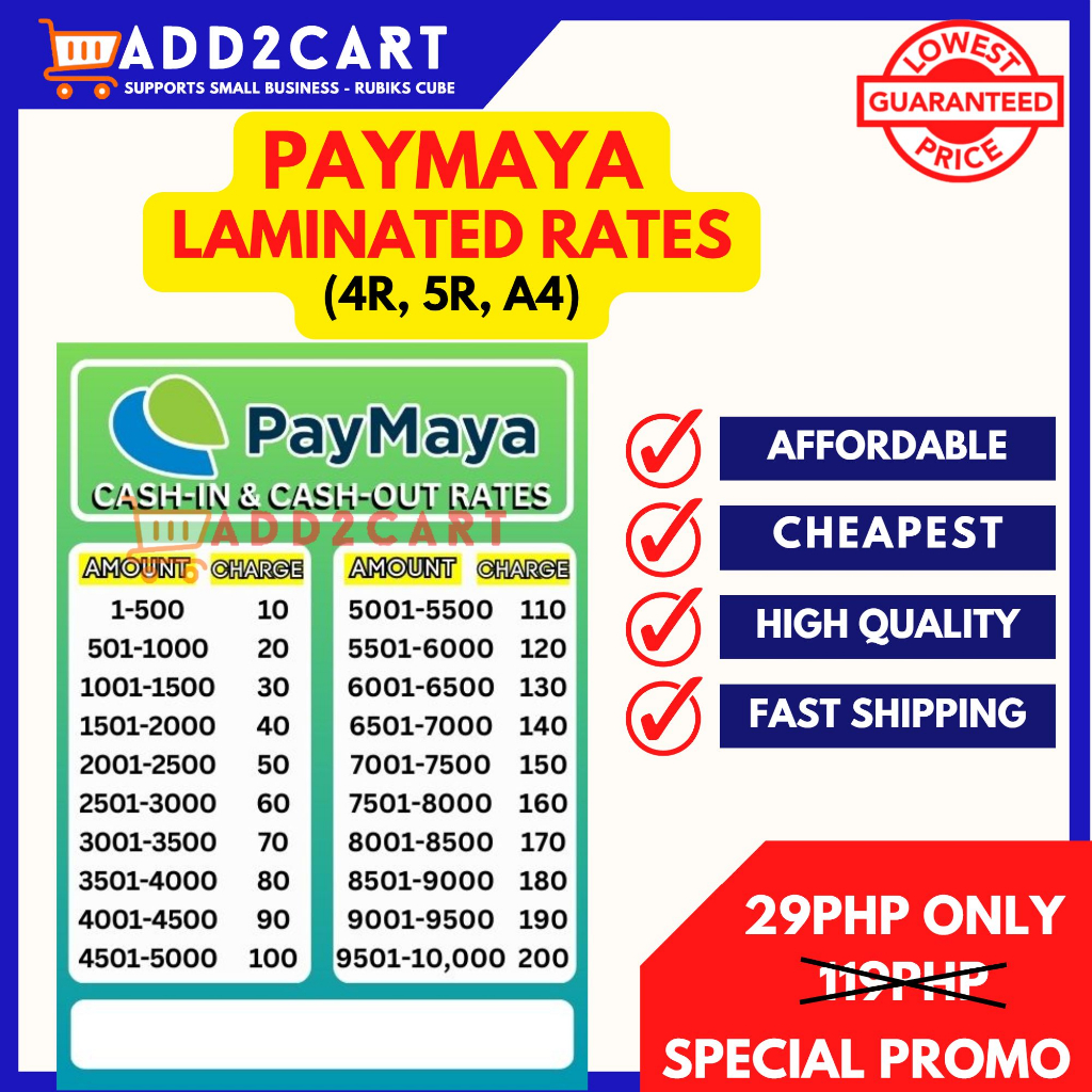PAYMAYA LAMINATED RATES GCASH / PAYMAYA (FREE Edit of Rates PM US ASAP ...