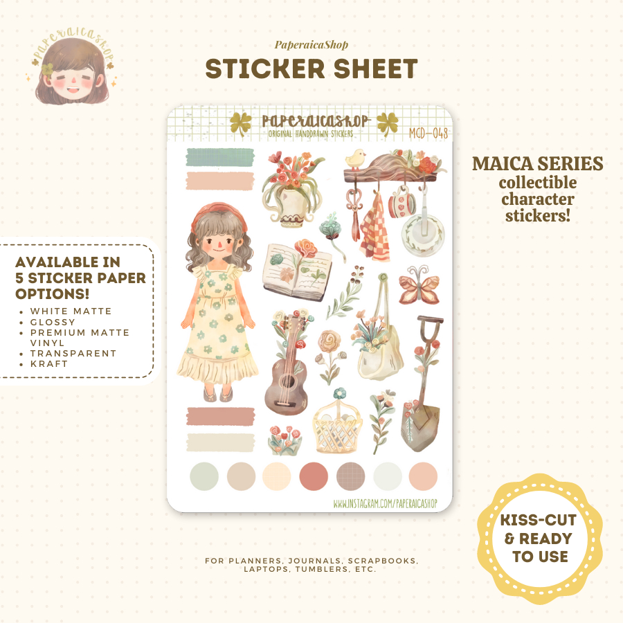 Cute Bloom Girl Stickers, Spring Girl Stickers, Journal Stickers ...