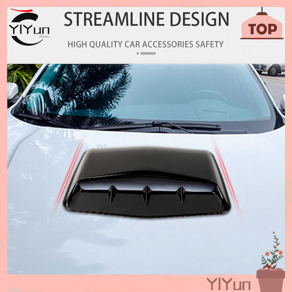 Black Fake Air Flow Intake Universal Car Hood Scoop Functional Air Flow ...