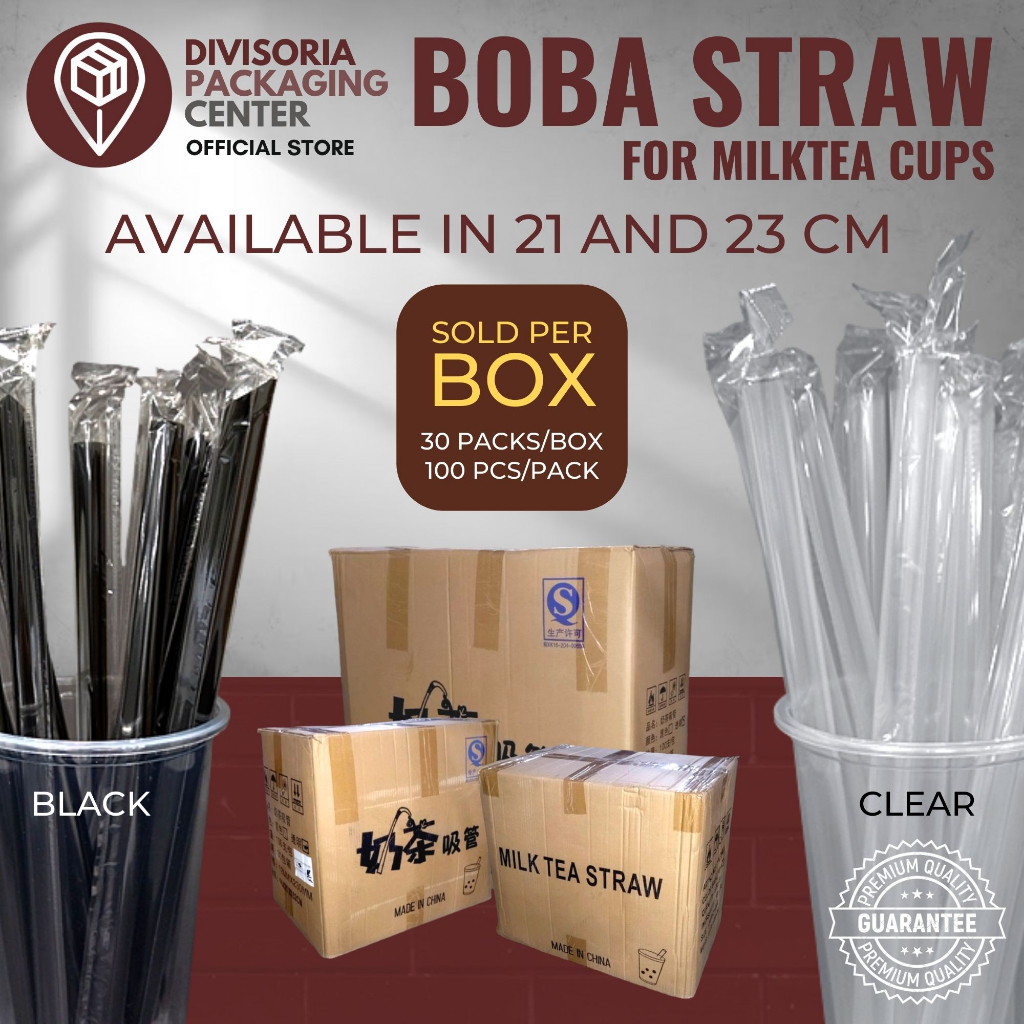 SOLD PER BOX (3000 PCS) Boba Straw/Milk Tea Sago Straw [Black / Clear ...