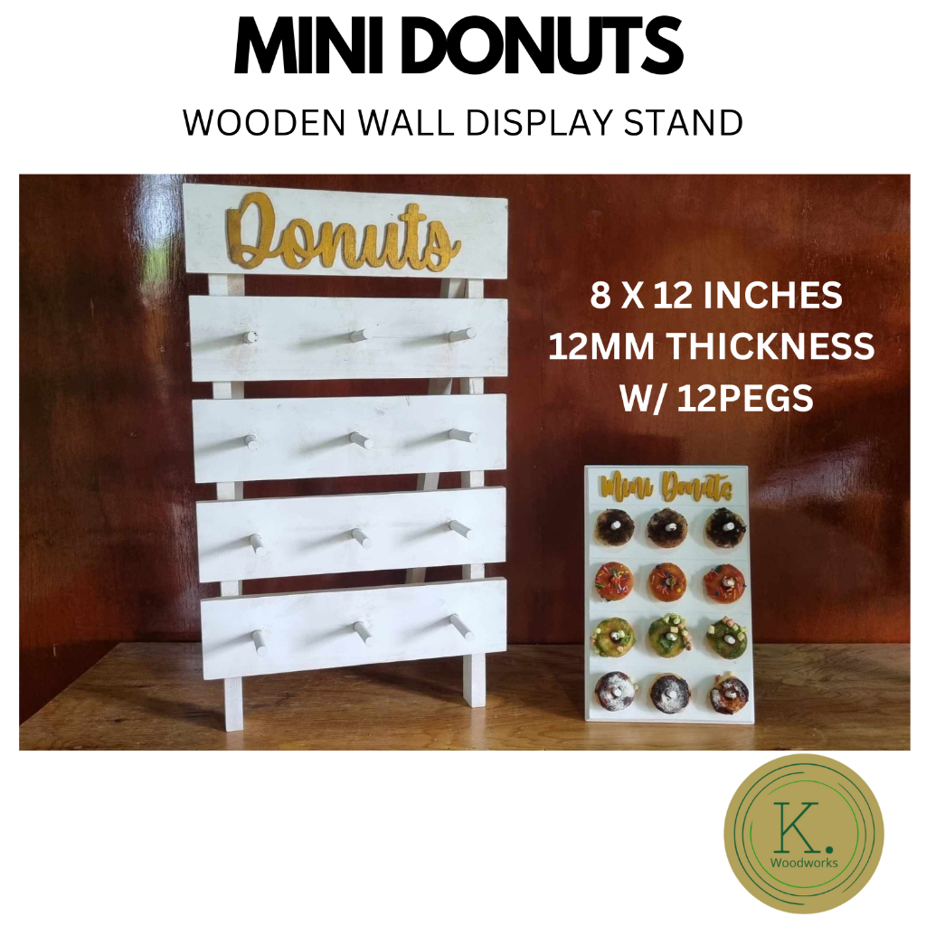 Mini Donuts Wooden Stand Doughnuts Stand with 12pegs 8inches x 12inches ...