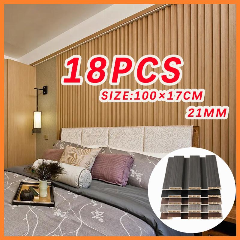 18PCS 100×17CM Natural Antisepsis 3D WPC Wall Boards Wood Wall Panels ...