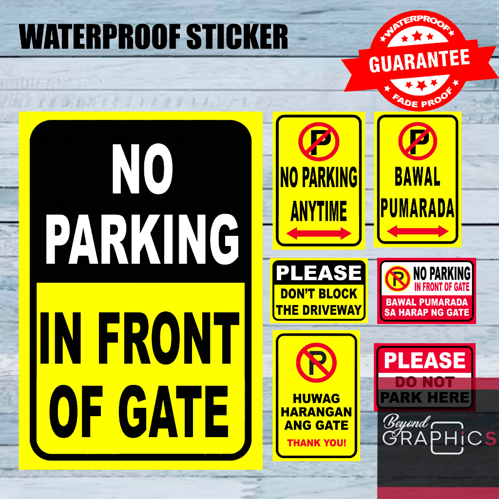 BG No Parking I Bawal Pumarada Sign Laminated PVC Sticker Metal Sheet ...