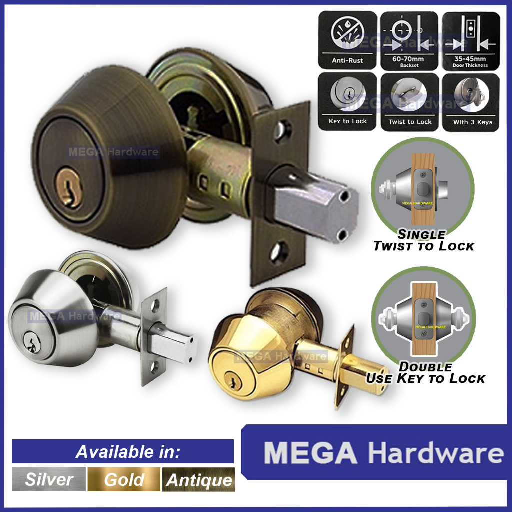 FIREFLY HERKS Deadbolt Set (Single or Double) WITH 3 KEYS ( also ...