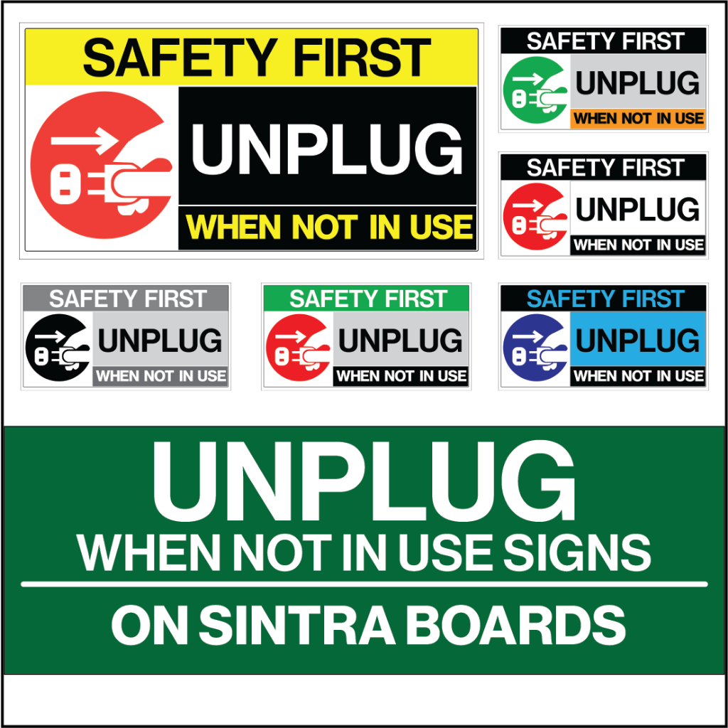 Unplug When Not in Use Safety Signs, Signage for Household, Offices and ...