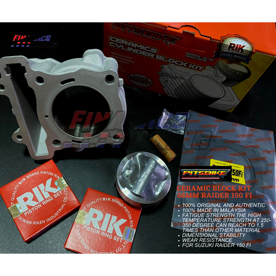 68MM SUZUKI RAIDER 150 FI PITSBIKE CYLINDER BLOCK DOME FORGED PISTON ...