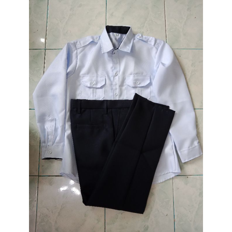 Longsleeve Terno White and Navy Blue For Security Guard Uniform ...