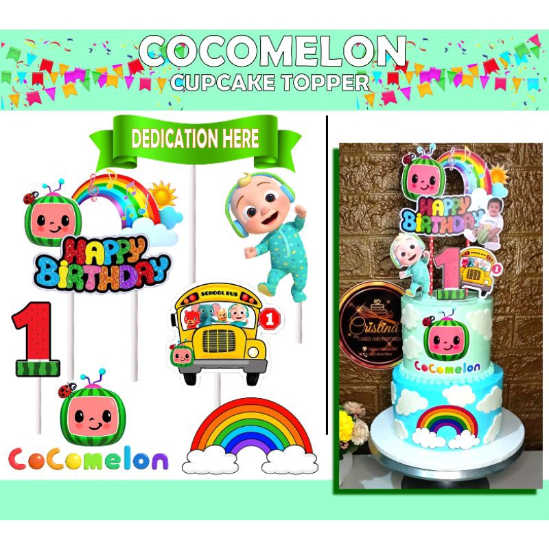 cocomelon customized cake topper for two tier ( machine cut, waterproof ...