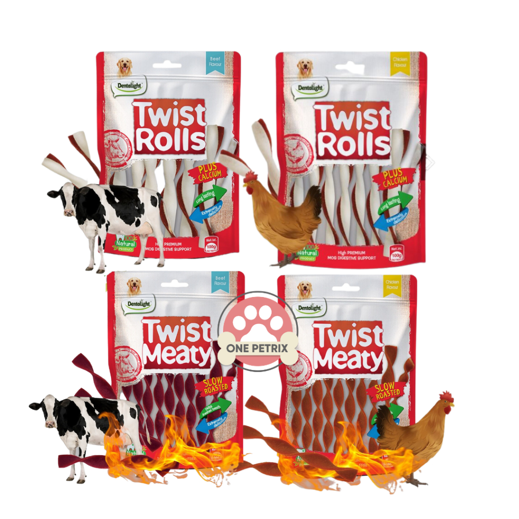 Dentalight Twist Dog Treats / Snack 100G - ( Rawhide Rolls , Meaty ...