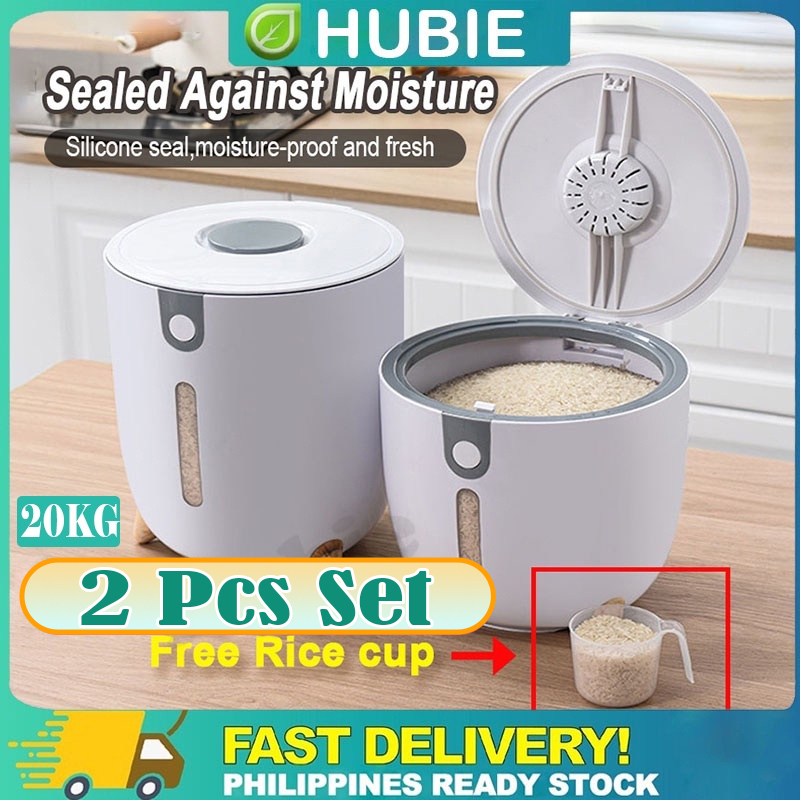 【2Pcs】20KG Rice Storage Container Food Bucket Insect Proof Moisture ...