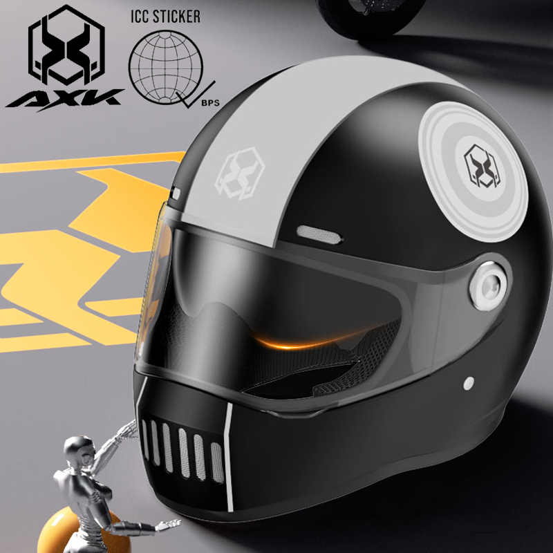 AXK motorcycle helmet ICC sticker retro double mirror full face double ...