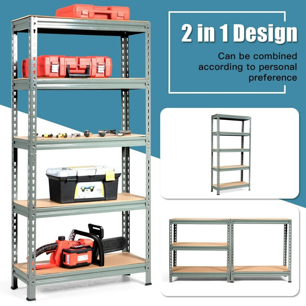5 Layer Metal Rack Steel Self Heavy Duty organizer Shelves Boltless ...