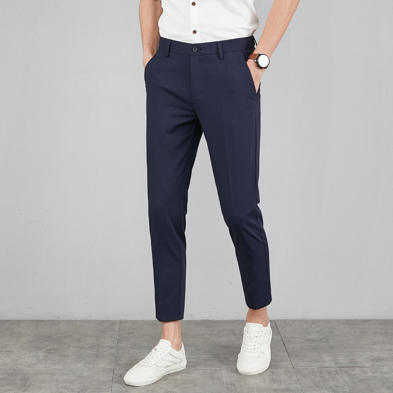 Navy Blue Well Off Slack Pants For Men High Quality Plain Trouser Slim ...