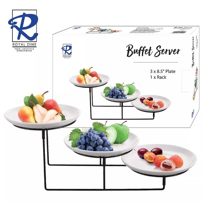 3 tier Plate Buffet Server Food Server with Stand Included | Shopee ...