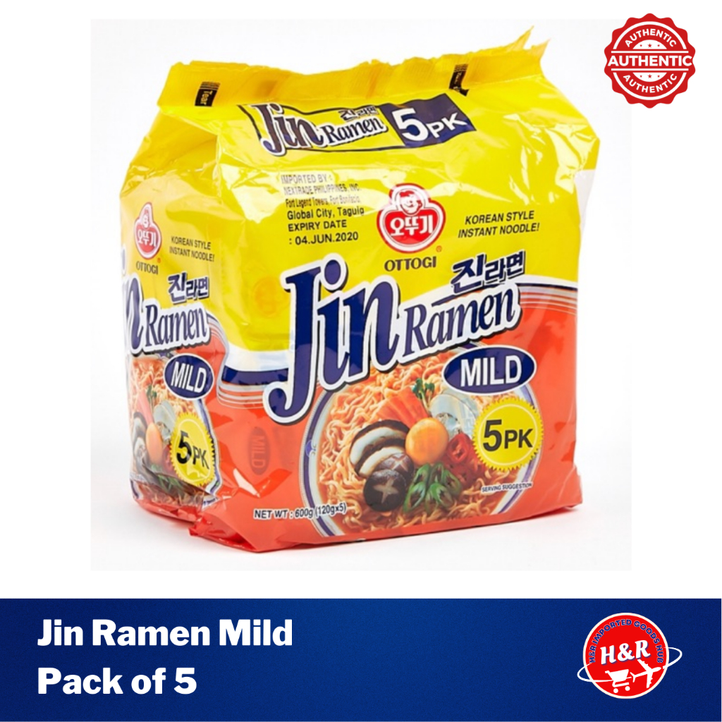 Ottogi Jin Ramen Mild Korean Style Instant Noodle Pack Ramyun of 5 x ...