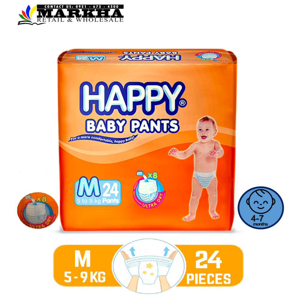 HAPPY BABY PANTS MEDIUM DIAPER x24pcs | Shopee Malaysia