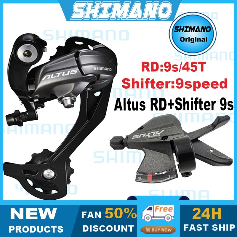 Shimano Altus SL-M370 3x9-Speed Shifter And RD-M370 Rear Derailleur 9-Speed Rear Derailleur ...