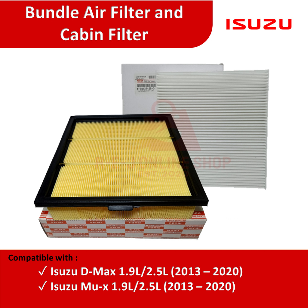Bundle Air Filter & Cabin Filter Isuzu D-Max 1.9L/2.5L / MU-x 1.9L/2.5L ...