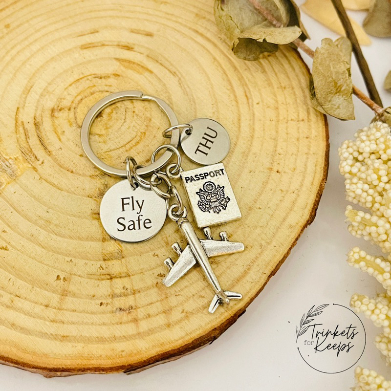 Fly Safe Keychain • Stainless Steel Keychain • Pilot Keychain • Travel ...