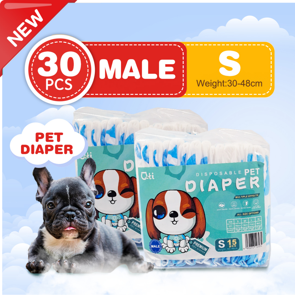 Qti Japan Male Pet Dog Diaper Dog Male Wraps 30’s Size S for 2-4KG Dog ...