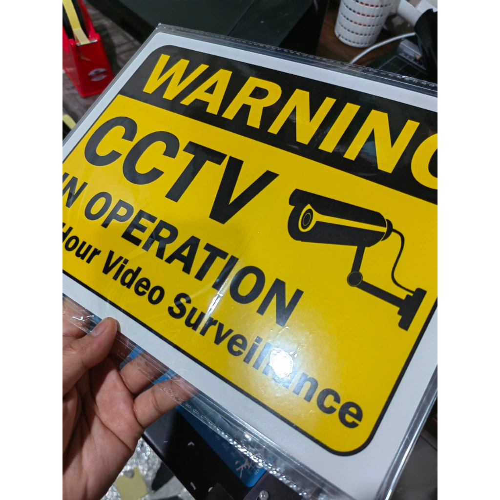 CCTV WARNING| Laminated | Sintraboard | Stickers | PVC | Shopee Malaysia